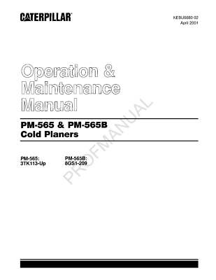 Caterpillar PM 565 PM 565B Cold Planer Operators Maintenance Manual | eBay