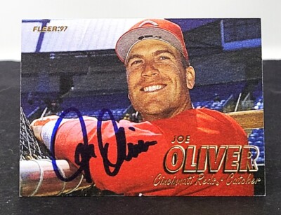 JOE OLIVER Signed Autographed 1997 Fleer Baseball Card # 300 Cincinnati ...