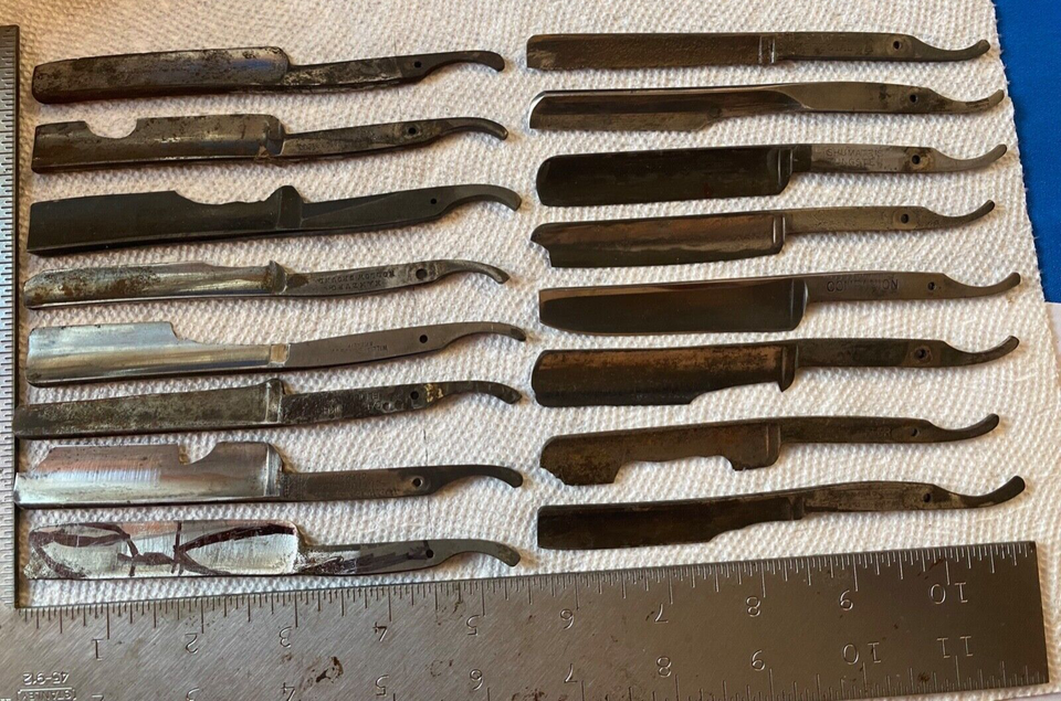 Lot of 16 Vintage & Antique straight razors, "AS IS" parts or ...