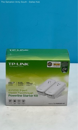 TP-LINK AV1200 3-Port Gigabit Passthrough Powerline Starter Kit (New ...