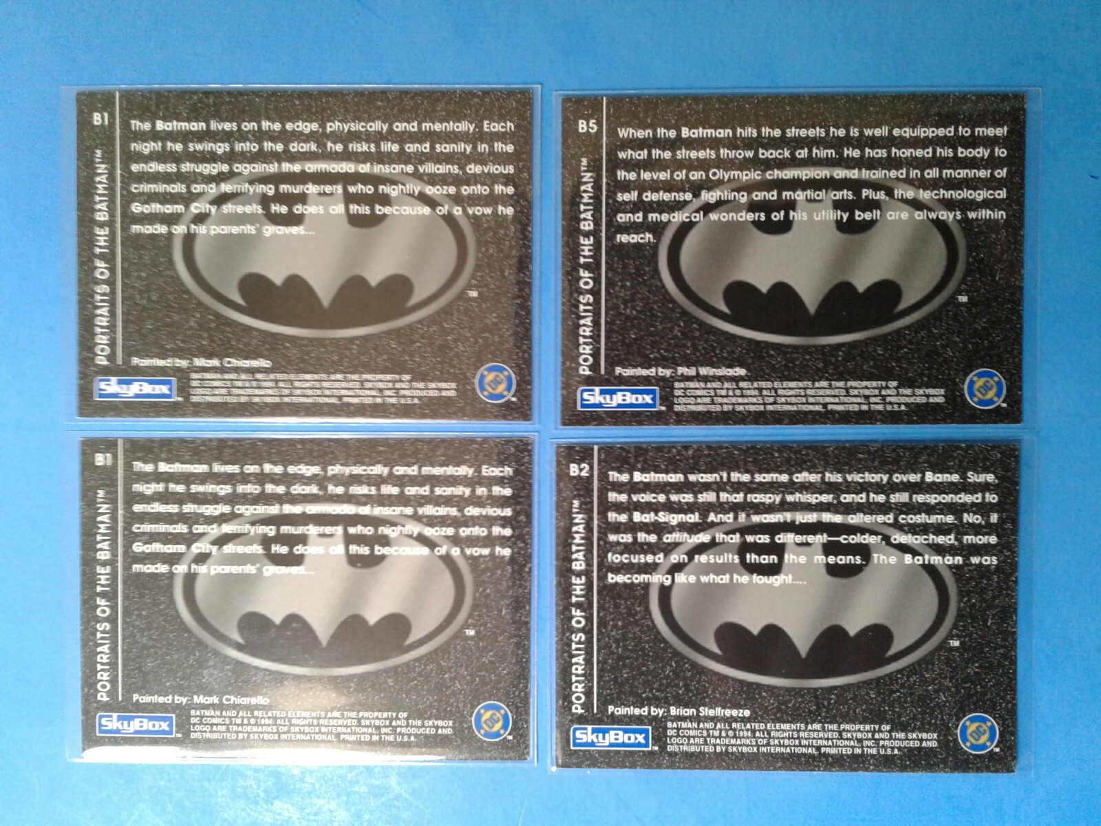 Portraits of Batman 1994 Skybox DC chromium foil cards. Near Mint. 4 ...