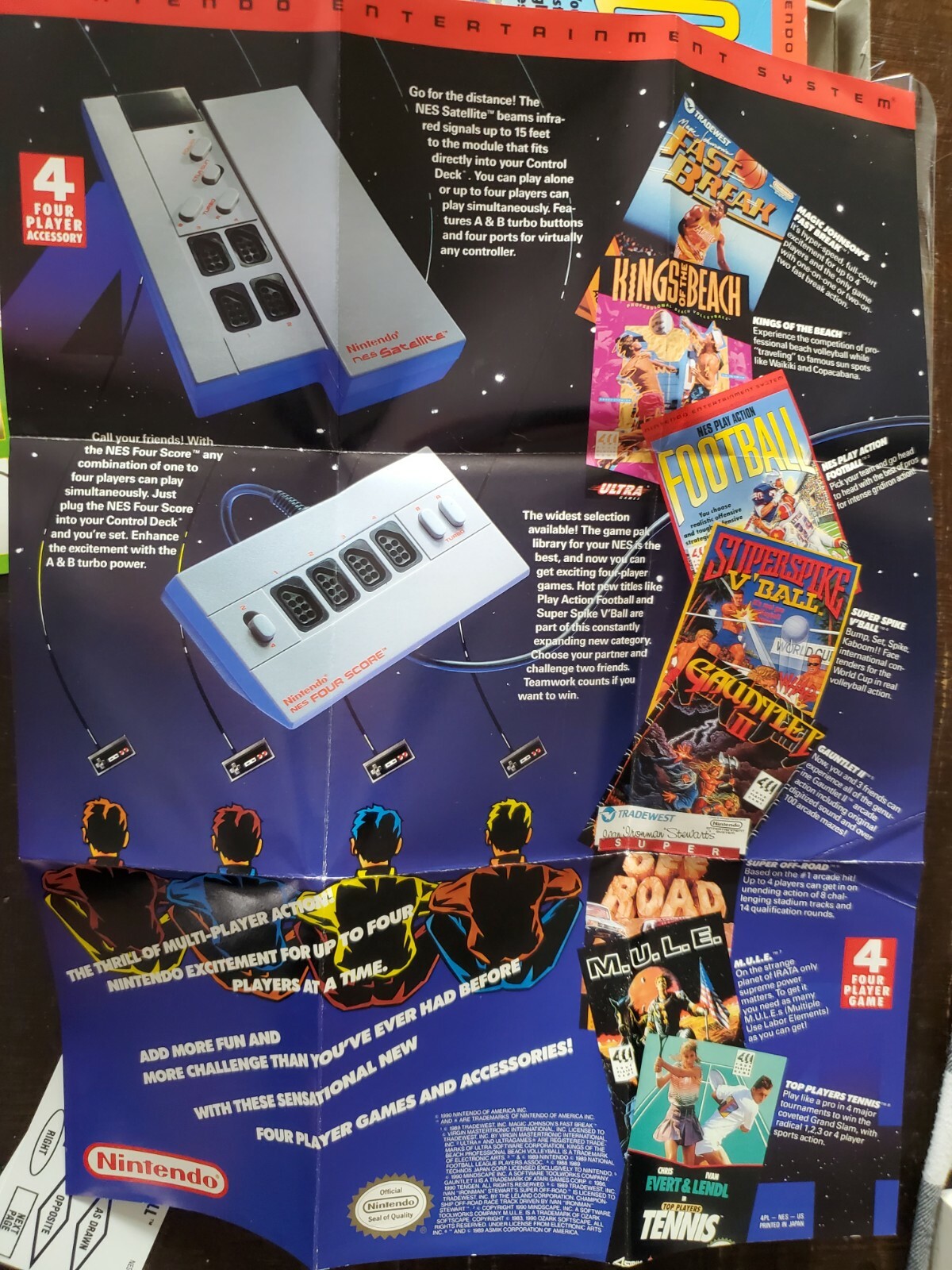 4 player Adapter Video Game Nintendo NES Game Poster Insert MINT ...