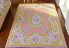 Dollhouse Miniature Beautiful Pink Floral 1/12 Scale Aubusson Rug | eBay
