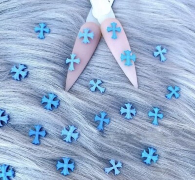 Set 20pcs BLUE cross Nail Charm Metal Nail Charm | eBay