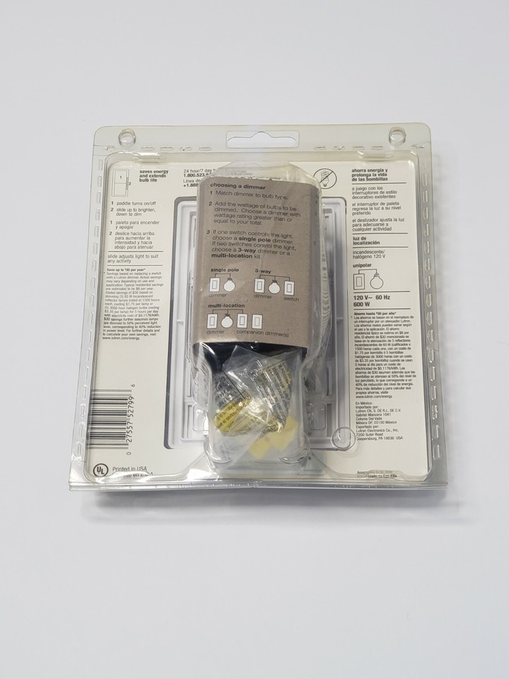 Lutron Contemporary Dimmer Single Pole DVW-600PH-WH Light Switch | eBay