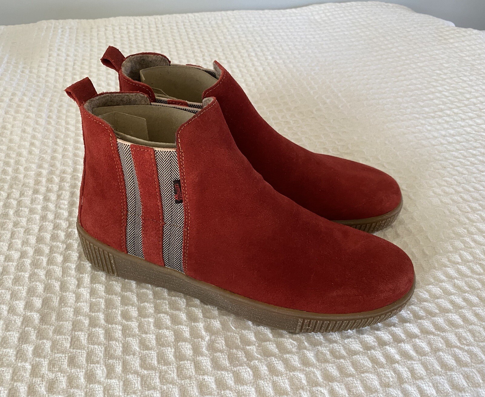 new Remonte Tex by RIEKER Red Suede Pull-on Chelsea Ankle Boots 42 / 10 ...