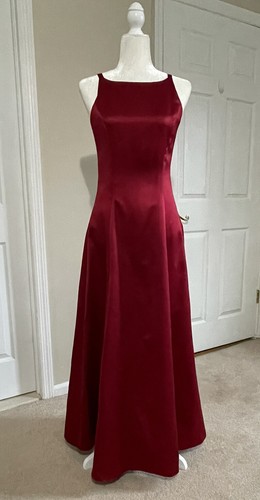 Betsy & Adam Red Satin Gown Prom Holiday Formal High Neck Sz 4 EUC | eBay