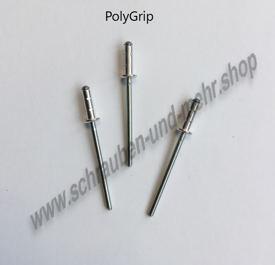 Blindniete Mehrbereichs Niete PolyGrip 4,8 x 12 Alu/Stahl original ...