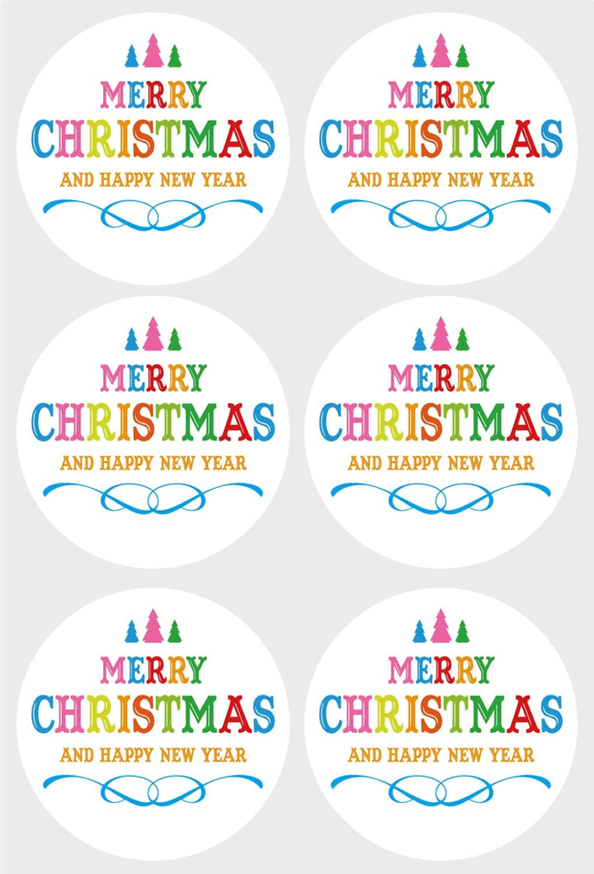 Christmas Sticker,2 Inch 150Pcs Colored Merry Christmas and Happy New ...