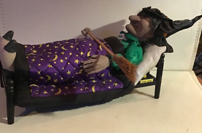 Vintage Gemmy Animated Halloween Sleeping Snoring Witch in Bed For ...