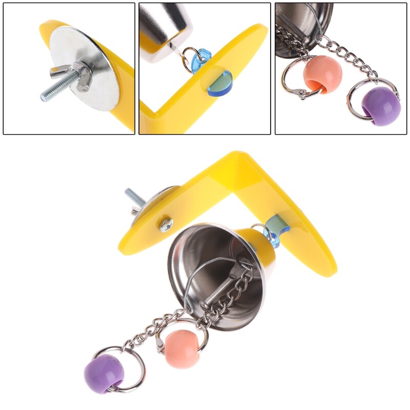 Bird Colorful Plasitcs Toy Large Metal Bell String Toy for Budgies ...