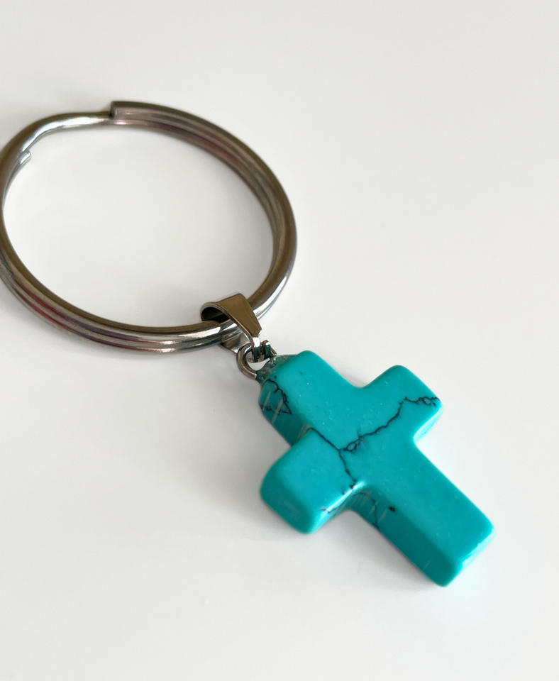 Gemstone Cross Stainless Steel Keychain - Enhance Style and Well-Being ...