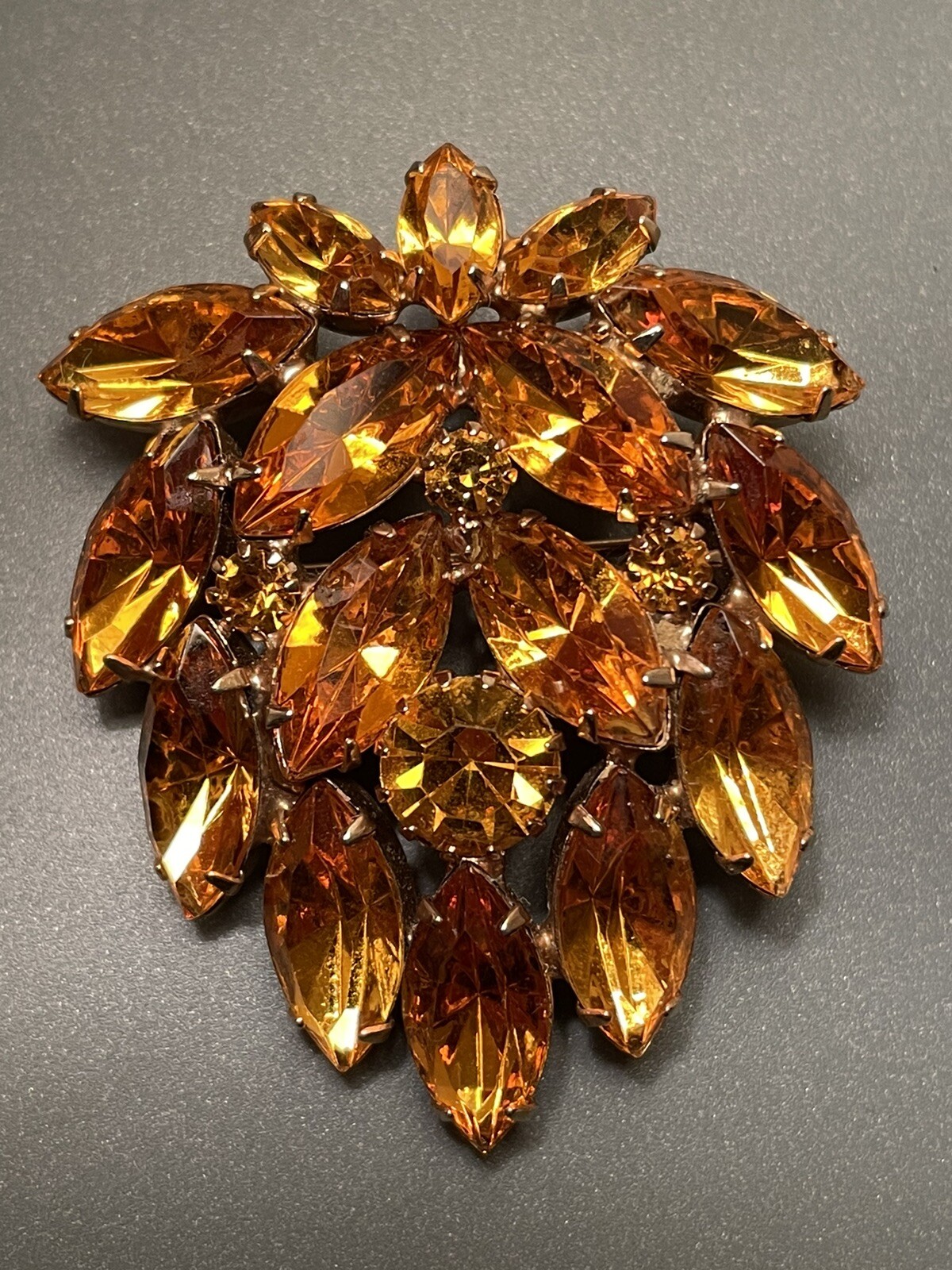 Vintage Juliana Golden Yellow Rhinestone Brooch - Gem