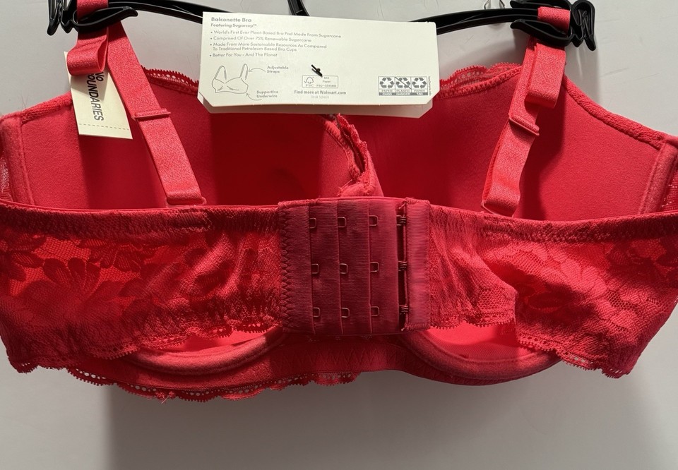 No Boundaries Lace Balconette Bra NWT Red SZ 38D Made From Sugarcane | eBay
