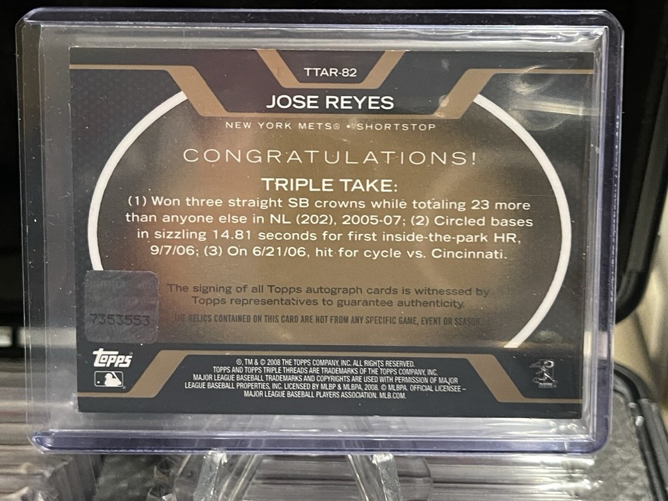 2008 Topps Triple Threads Jose Reyes Autograph Auto Jersey Relics, #d 1 ...