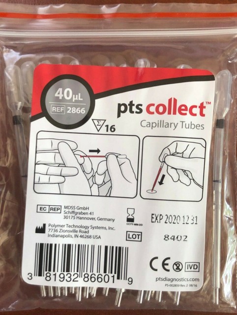 PTS Collect Capillary Tubes 40ul Pack of 16 2866 for sale online | eBay