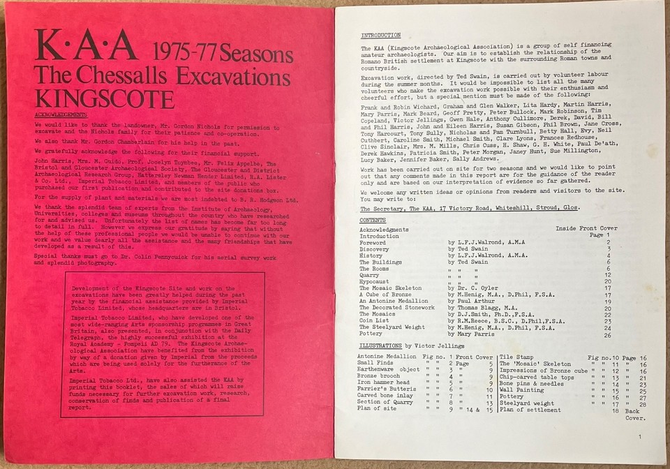 K.A.A Excavations The Chessalls Kingscote 1975-77 Seasons Tetbury Local History | eBay