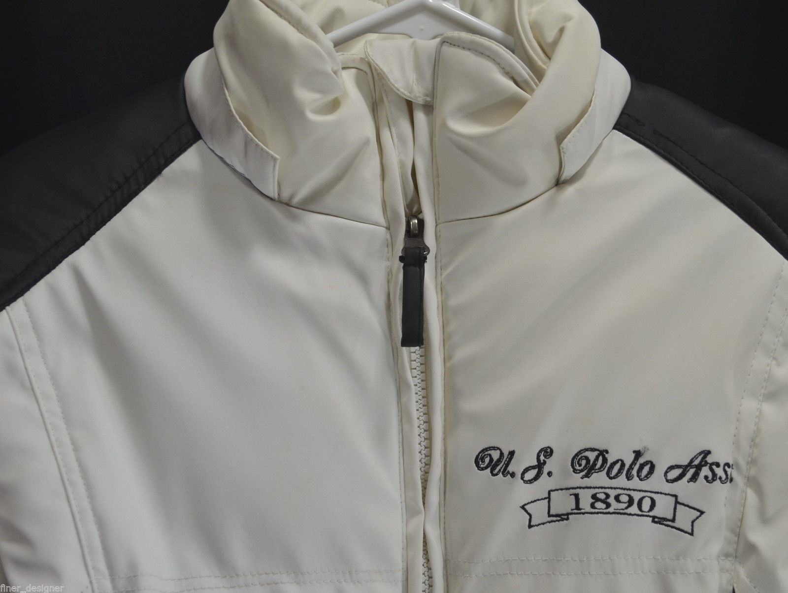 U.S. Polo Assn USPA puffer winter jacket zip coat White Black warm ...