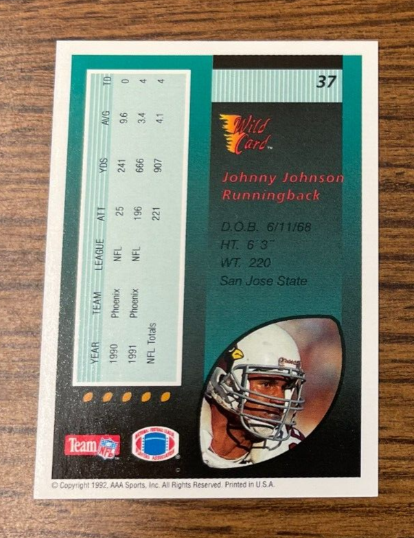 1992 Wild Card # 37 Johnny Johnson - Arizona Cardinals | eBay