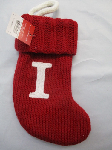 WONDERSHOP TARGET MINI CHRISTMAS STOCKING LETTER I MONOGRAM RED 8" KNIT ...