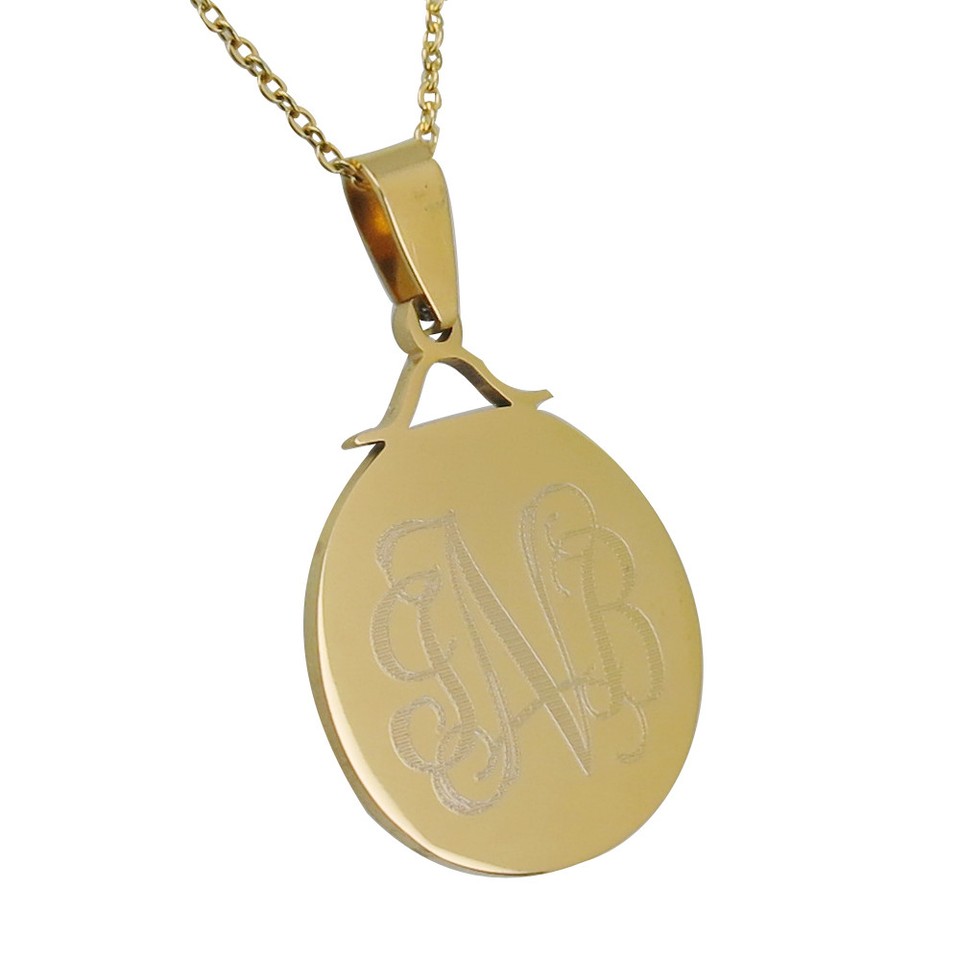 Personalized Monogram Disc Necklace Circle Monogram Necklace Engrave | eBay