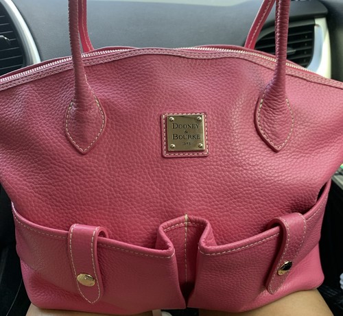 Dooney And Bourke Pebble Leather Pink Large Handbag& Key Fob! Great ...