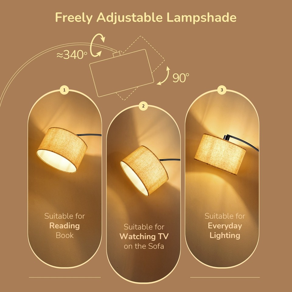 EDISHINE Tall Arc Floor Lamp,Remote & Foot Switch,Stepless Dimming ...
