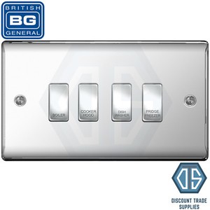 BG Polished Chrome Custom Grid Switch Panel Labelled Kitchen Appliance ...
