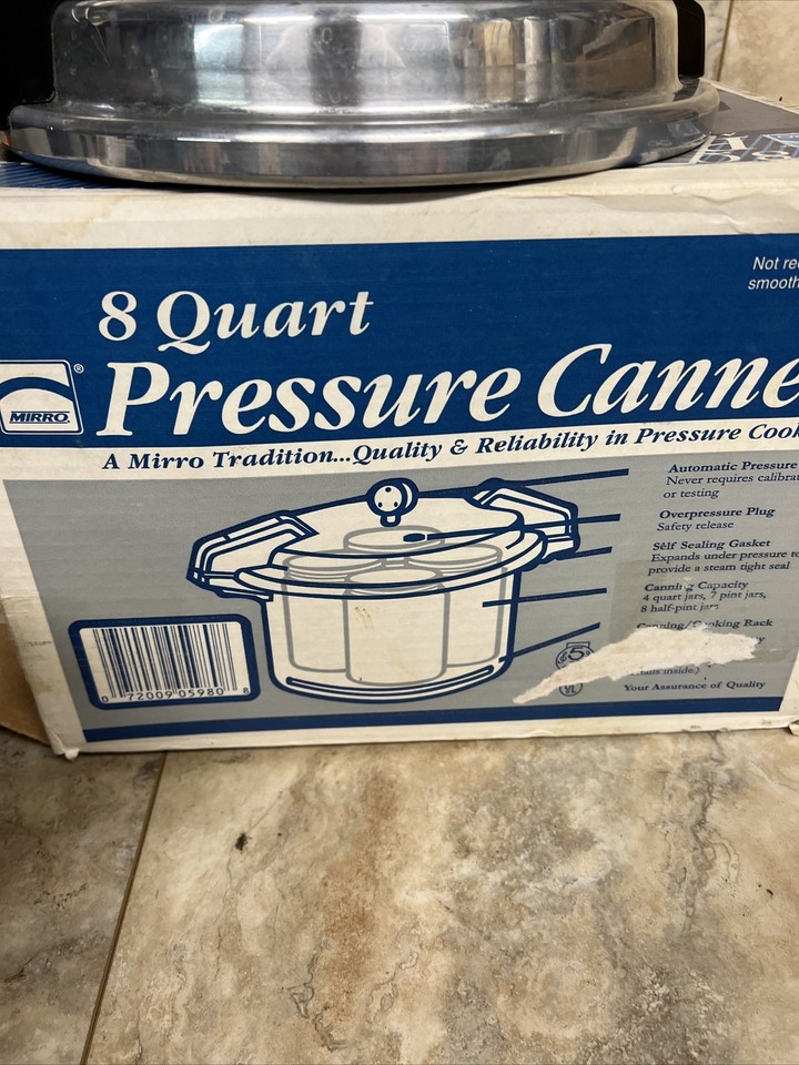 Vintage MIRRO 8 Qt. Pressure Cooker Canner Jiggler, Rack, Gasket Good ...