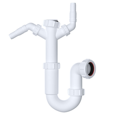 Viva Sink Waste Trap with DOUBLE Spigot Branch for Washing Machine Dish ...