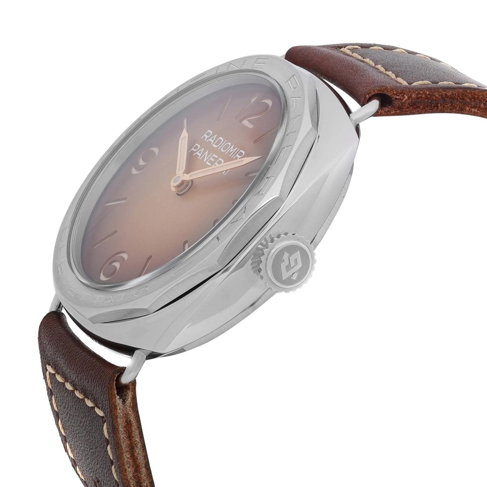 Panerai Radiomir 3 Days Acciaio Brevett Brown Dial Hand Wind Men Watch ...