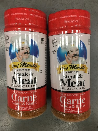 Lot of 2 Chef Merito Carne Asada Meat Steak Seasoning, 14 Oz Each ...