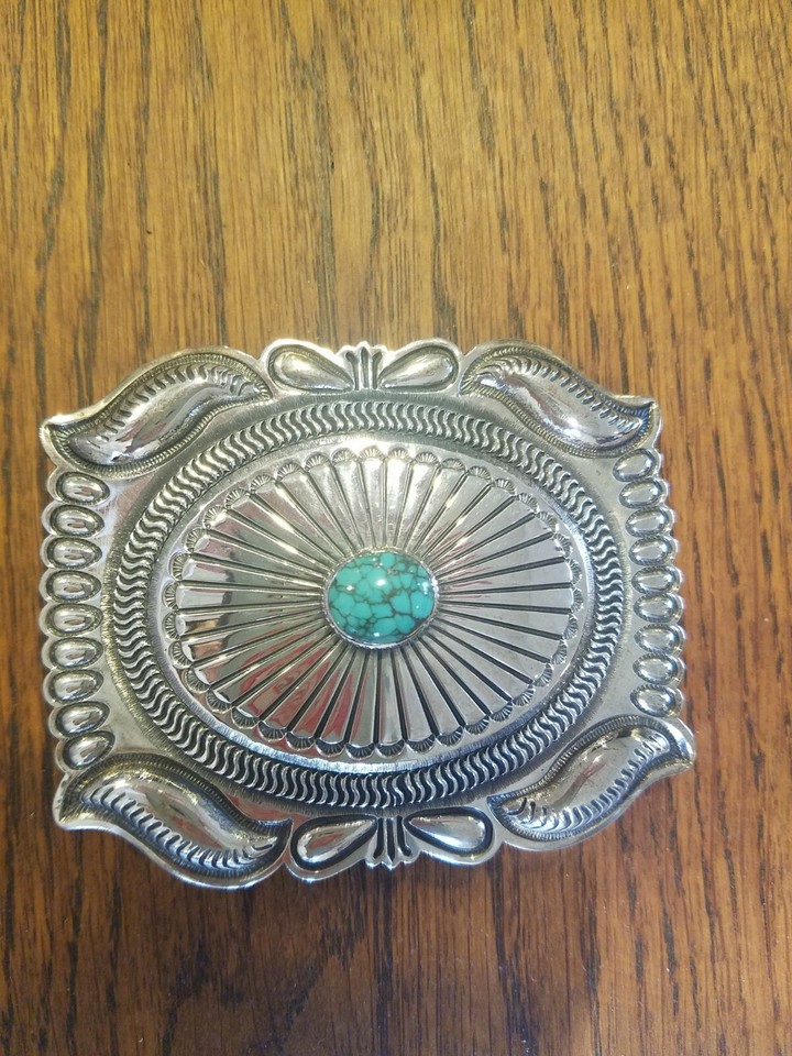 UNWORN Hand-made Vintage sterling & turquoise buckle by Stanley Carroll, Navajo | eBay