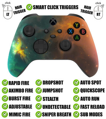 Gold Nebula Silent Modz Smart Click Triggers Modded Controller for Xbox ...