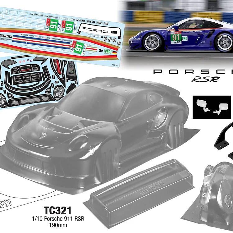 1/10 RC Drift Racing Touring Porsche 911 Car Clear Transparent Body ...