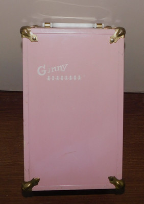 VINTAGE DOLL CASE TRUNK PINK WHITE METAL BRASS HARDWARE VOGUE GINNY ...