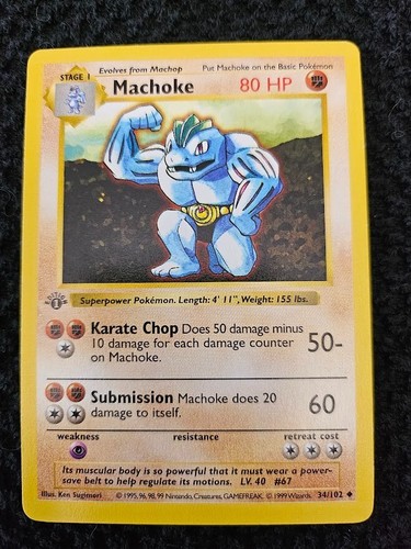 Pokémon TCG Machoke 1st Edition Shadowless Base Set 34/102 | eBay