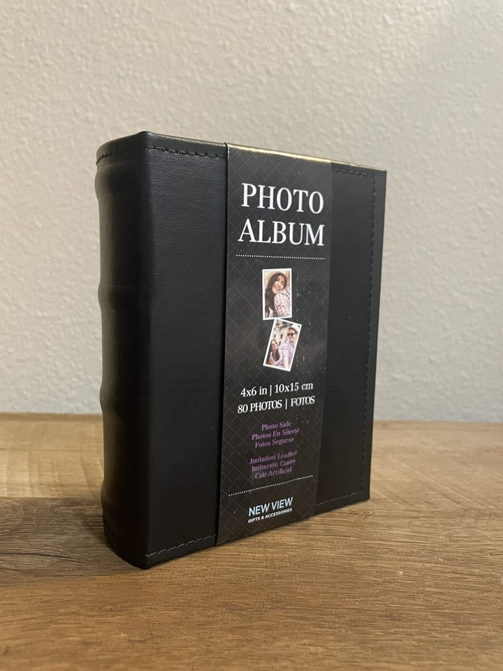 Black Photo Album Holds 80 / 4x6 In Photos Faux Leather Pinnacle New ...