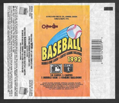 1992 0-PEE-CHEE EMPTY WAX WRAPPER (BASEBALL) | eBay