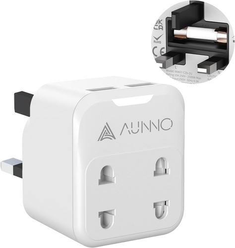 Double Shaver Plug Adaptor UK with 2 USB Ports, 2500W 4 in 1 Plug ...