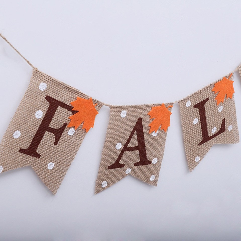 2 M Thanksgiving Banner Fall Burlap Triangle Flag Bunting Swallowtail ...