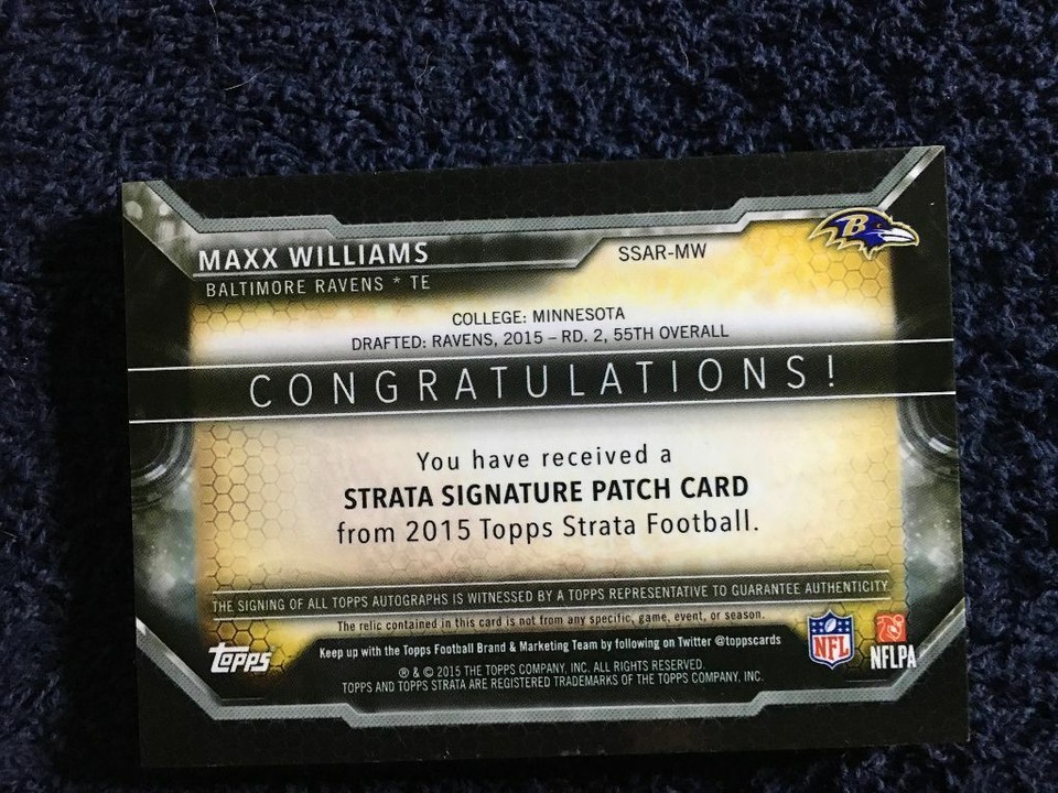 Maxx Williams #SSAR-MW - 2015 Topps Strata Football-Rookie Patch ...