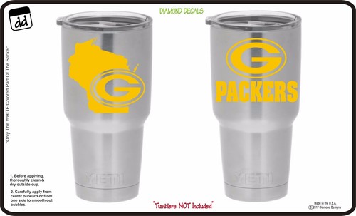 Green Bay Packers (Set of 2) for Yeti Cup Vinyl Decal NFL Car Sticker ...