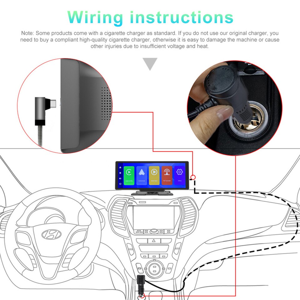 10.26" 2K Car Wireless Apple CarPlay Android Auto FM Touch Screen ...