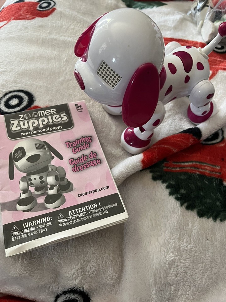Zoomer Zuppies White W/Pink Musical Interactive Robot Dog Spin Master ...
