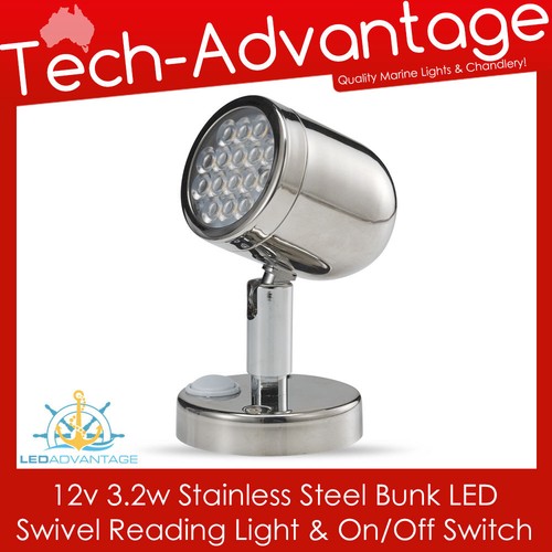 12V 16-LED BOAT BUNK/CABIN/CARAVAN READING SWIVEL/PIVOT LIGHT & INBUILT ...