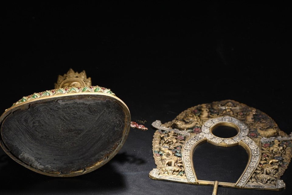 Bronze Painted GARUDA Pattern Backlight Vajrasattva Dorje Sempa Buddha ...