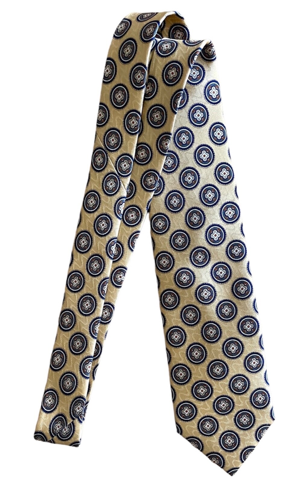 Jos A Bank Executive Collection Silk Necktie Gold Navy Geometric ...