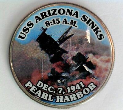 USS Arizona Sinks - Pearl Harbor - WWII - Colorized Half Dollar | eBay