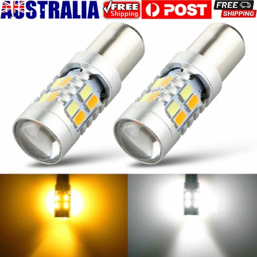 2x White/Amber LED 1157 Car Switchback Turn Signal Indicator Parking ...